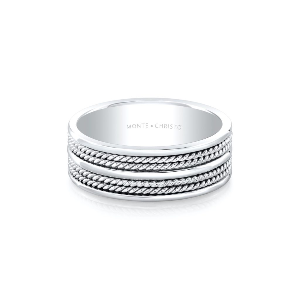 Double Twisted Rope Wedding Band. 8mm - Monte Christo Trade Corporation