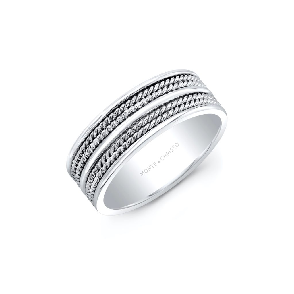 Double Twisted Rope Wedding Band. 8mm - Monte Christo Trade Corporation
