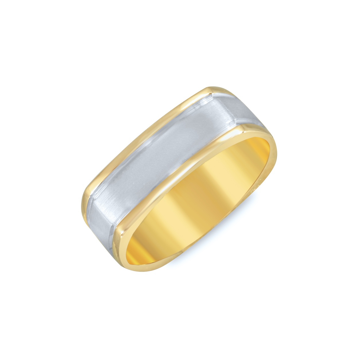 Wide Square Two Tone Wedding Band 7mm Monte Christo Trade Corporation Wide Square Two Tone Wedding Band 7mm Monte Christo Trade Corporation