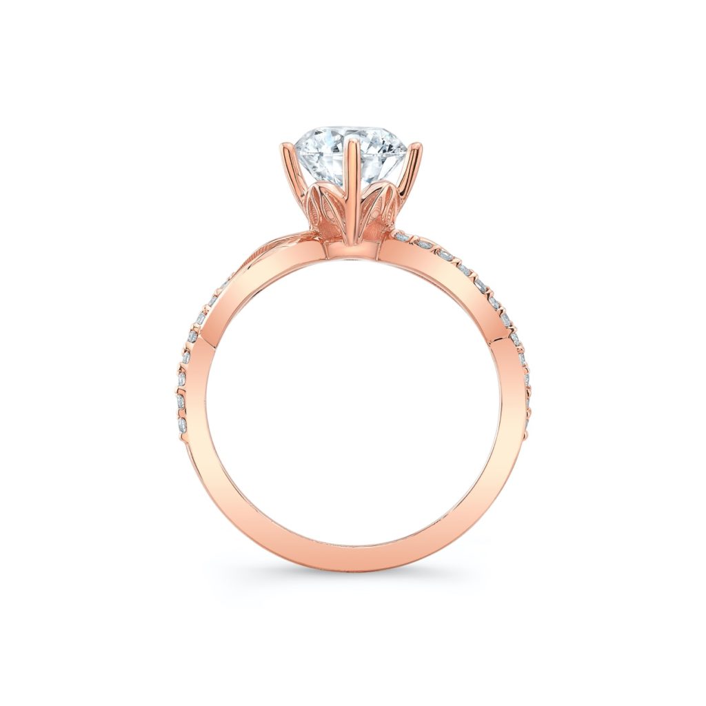 Delicate Twisted Halo Ring in Rose Gold - Monte Christo Trade Corporation